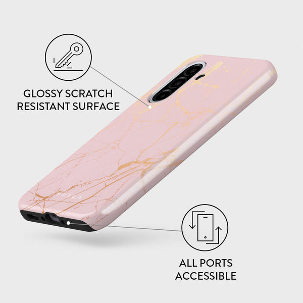 Peachy Gold - Pink Marble Samsung Galaxy A56 5G Case | BURGA