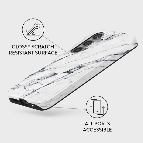 Satin White - Marble Samsung Galaxy S24 FE Case | BURGA