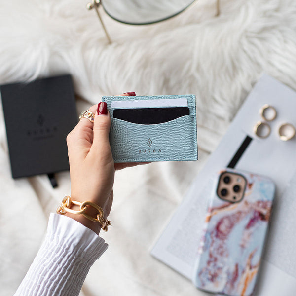 Saffiano Leather Card Holder Wallet Case for Women | BURGA